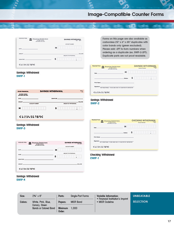 Internal Financial Forms/Official Checks – MICR Solutions